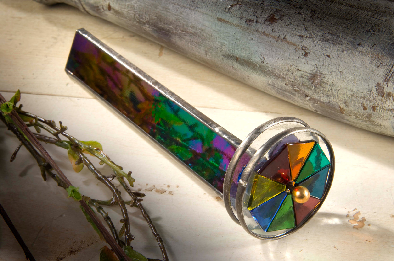 Kaleidoscope Stained Glass Black Iridescent Double Wheel | KAL 110 – J ...